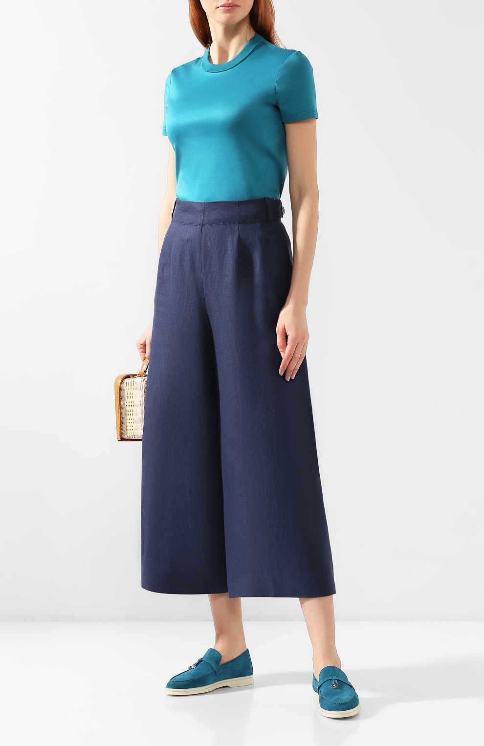 Женские бирюзовые замшевые лоферы summer charms walk LORO PIANA купить ...