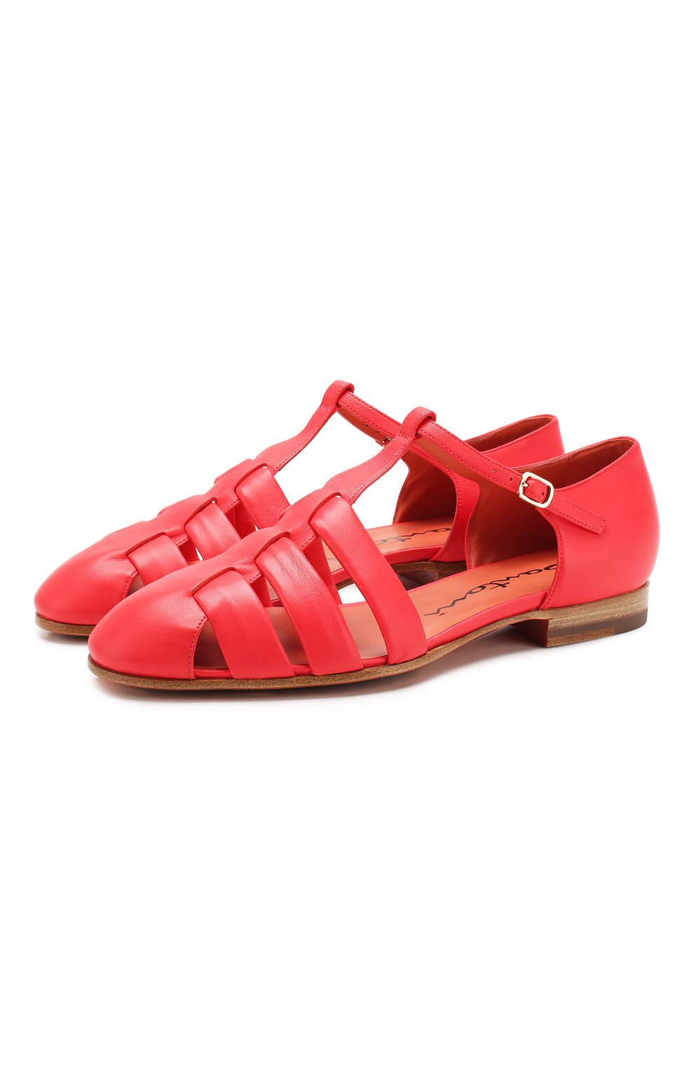 Женские красные кожаные сандалии SANTONI купить в интернет-магазине ЦУМ ...