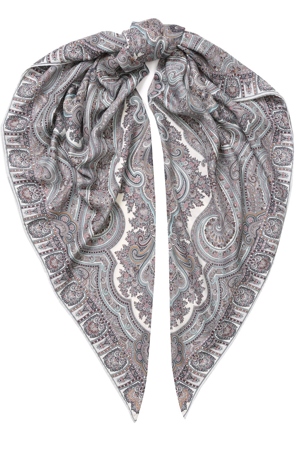 Женский светло-серый платок из смеси кашемира и шелка с принтом MICHELE BINDA купить в интернет ...