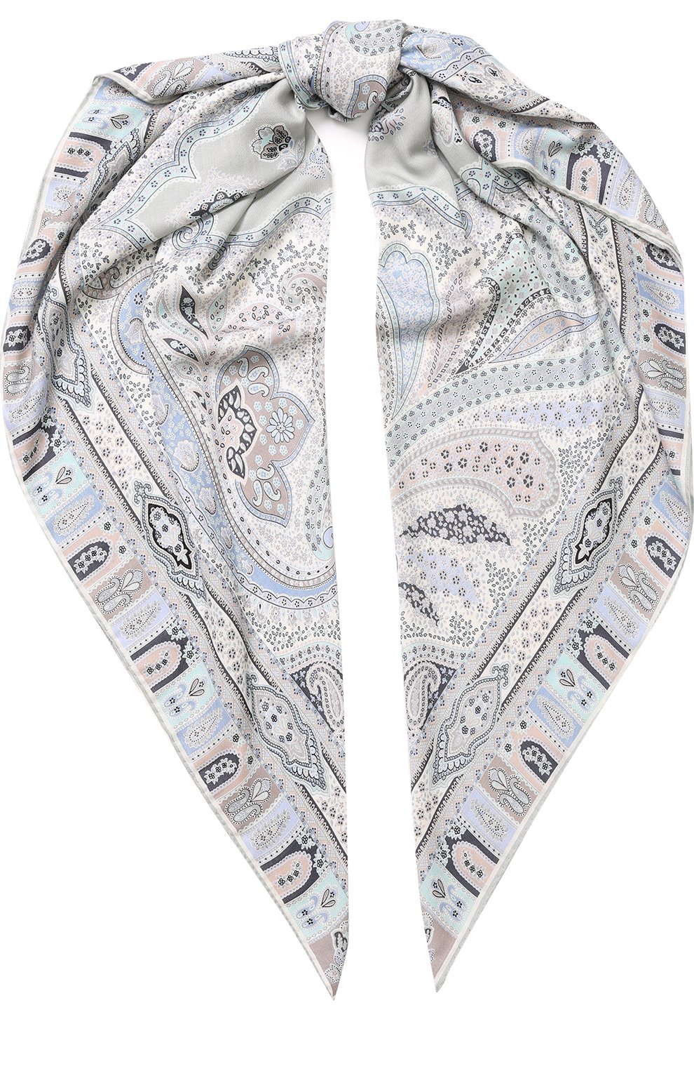 Женский светло-серый платок из смеси кашемира и шелка с принтом MICHELE BINDA купить в интернет ...