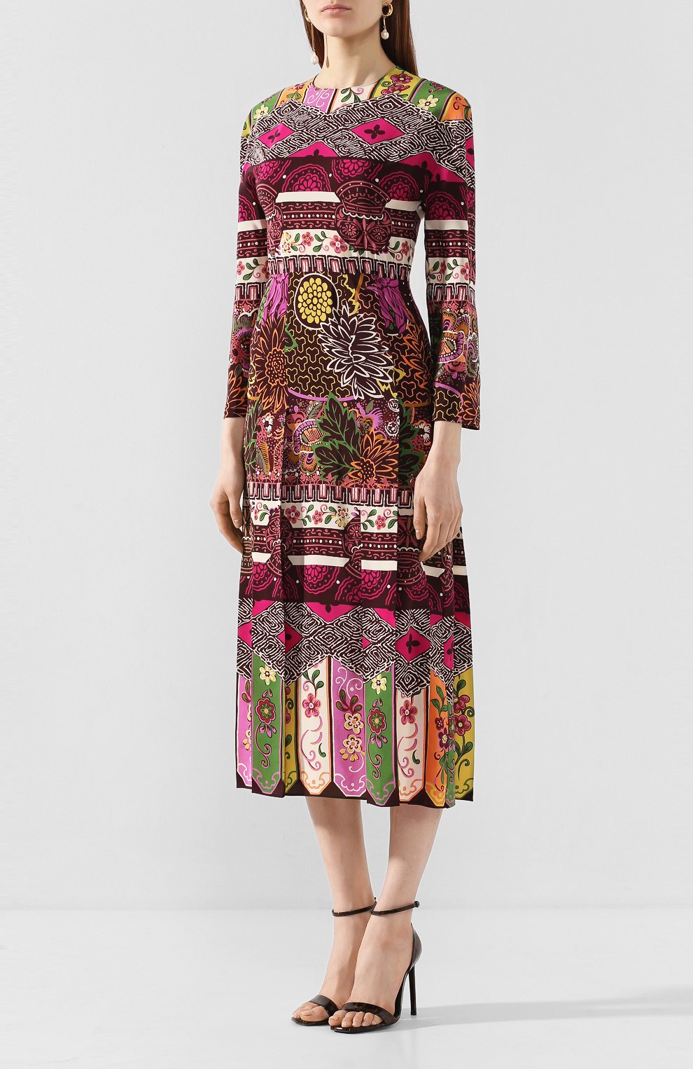 Женское разноцветное шелковое платье VALENTINO купить в интернет ...
