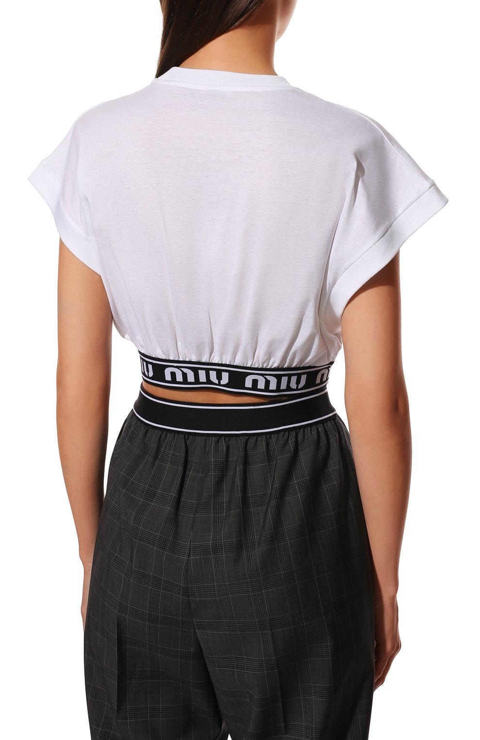 Женский белый хлопковый топ Miu Miu купить в интернет магазине ЦУМ арт Mjt632 1yia F0009