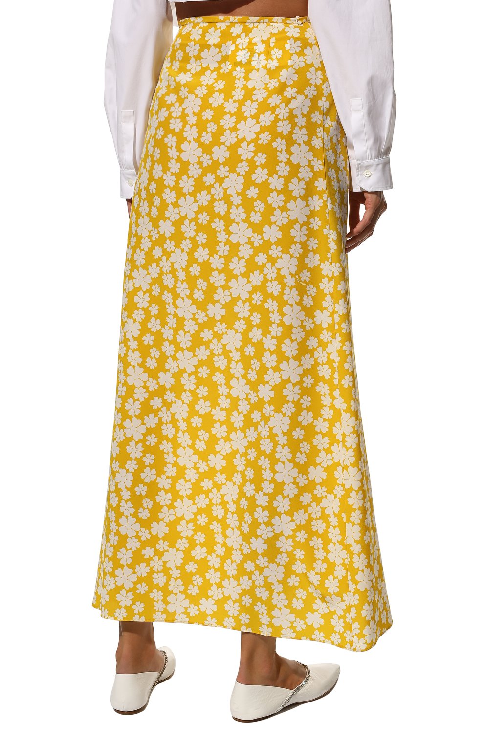 Женская желтая шелковая юбка Miu Miu купить в интернет магазине ЦУМ арт Mg1760 10ma F0o0s