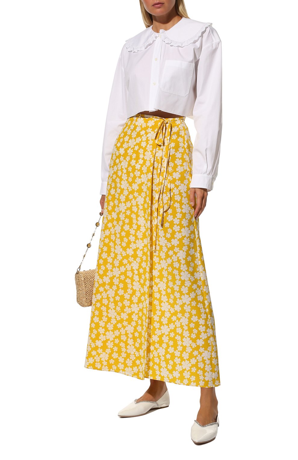 Женская желтая шелковая юбка Miu Miu купить в интернет магазине ЦУМ арт Mg1760 10ma F0o0s