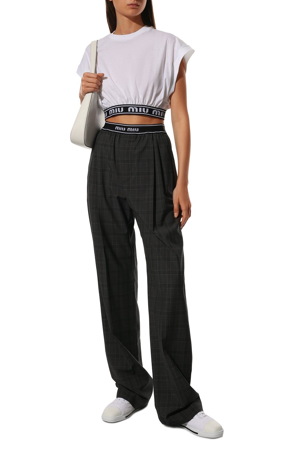 Женский белый хлопковый топ Miu Miu купить в интернет магазине ЦУМ арт Mjt632 1yia F0009