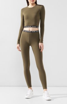 Женские хаки хлопковые леггинсы BALMAIN купить в интернет-магазине ЦУМ ...
