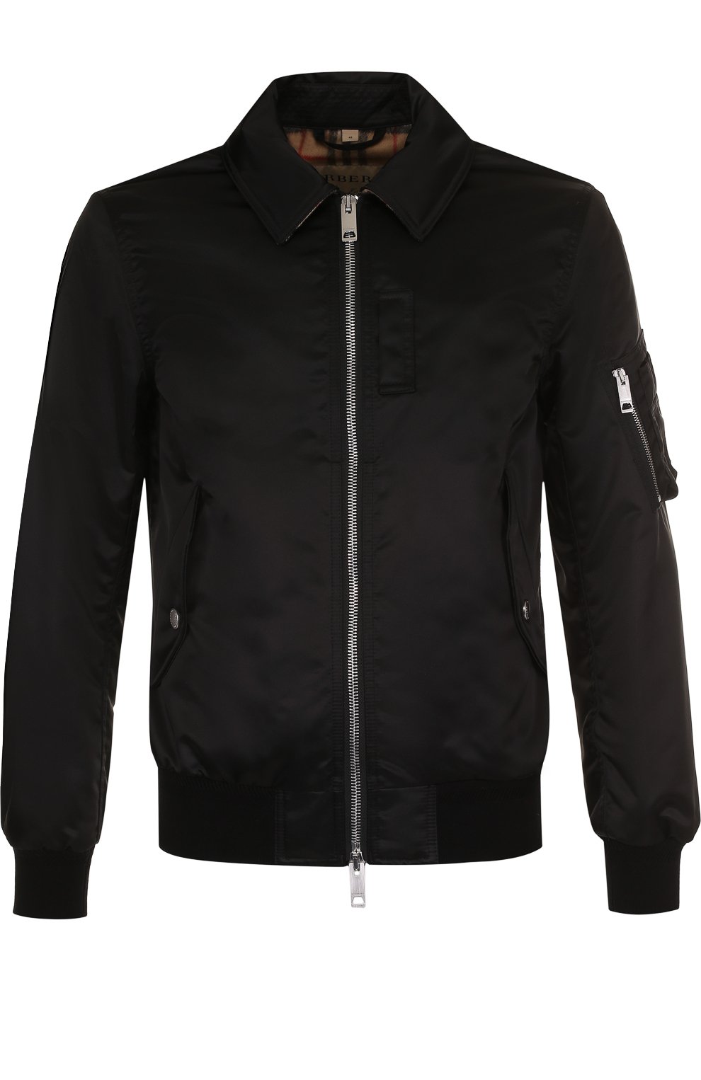 Мужской черный утепленный бомбер на молнии с отложным воротником ...