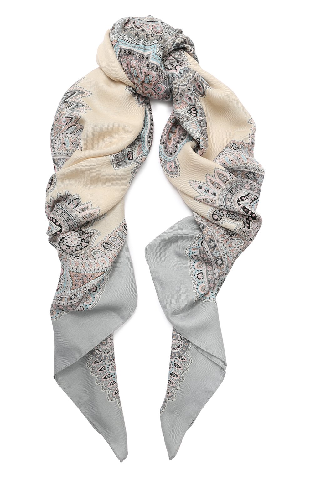 Женский светло-серый платок из смеси кашемира и шелка MICHELE BINDA купить в интернет-магазине ...