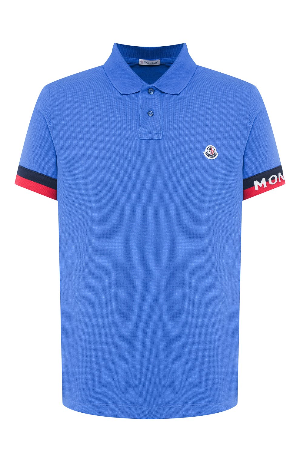 Мужское голубое хлопковое поло MONCLER купить в интернет-магазине ЦУМ ...