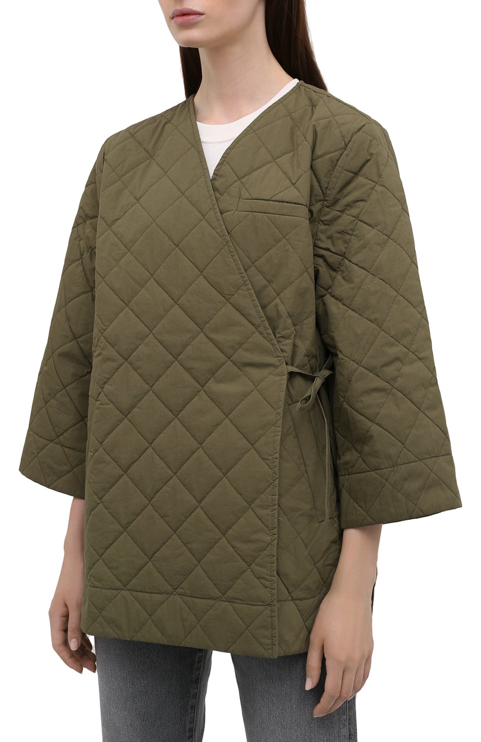 Женская хаки стеганая куртка GANNI купить в интернет-магазине ЦУМ, арт ...