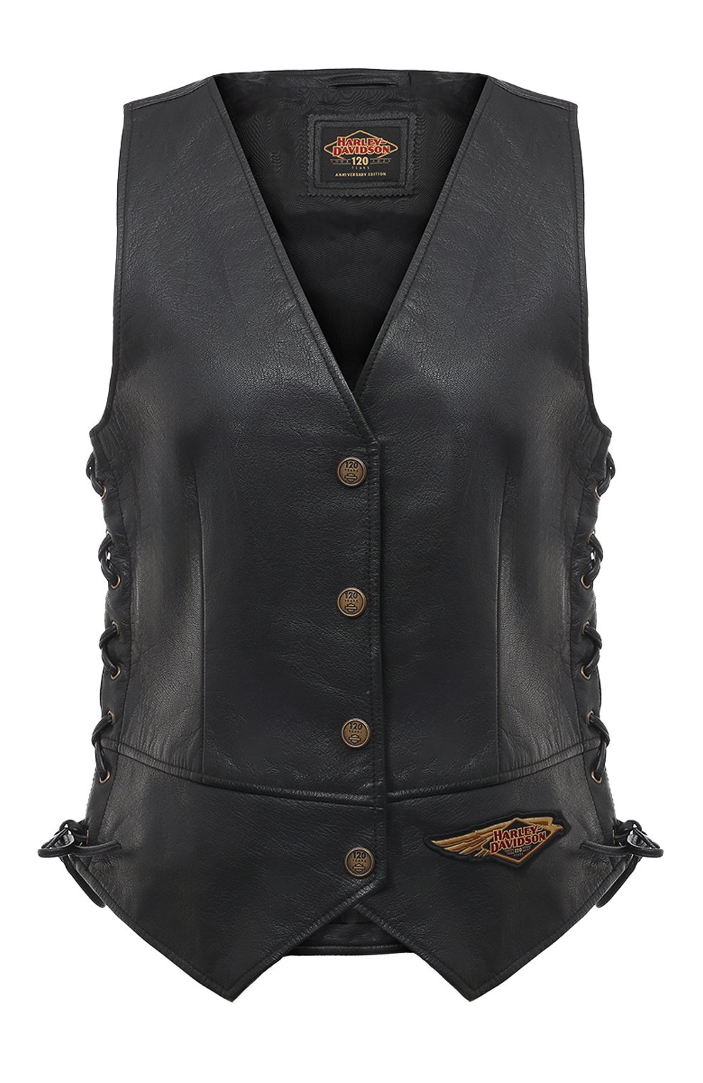 Женский черный кожаный жилет HARLEY-DAVIDSON купить в интернет-магазине ...